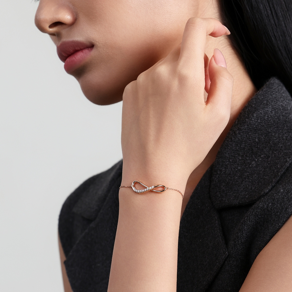 EMPHASIS - 'Form' 18K Rose Gold Diamond Bracelet | 95251B(18 cm/~0.092 ...