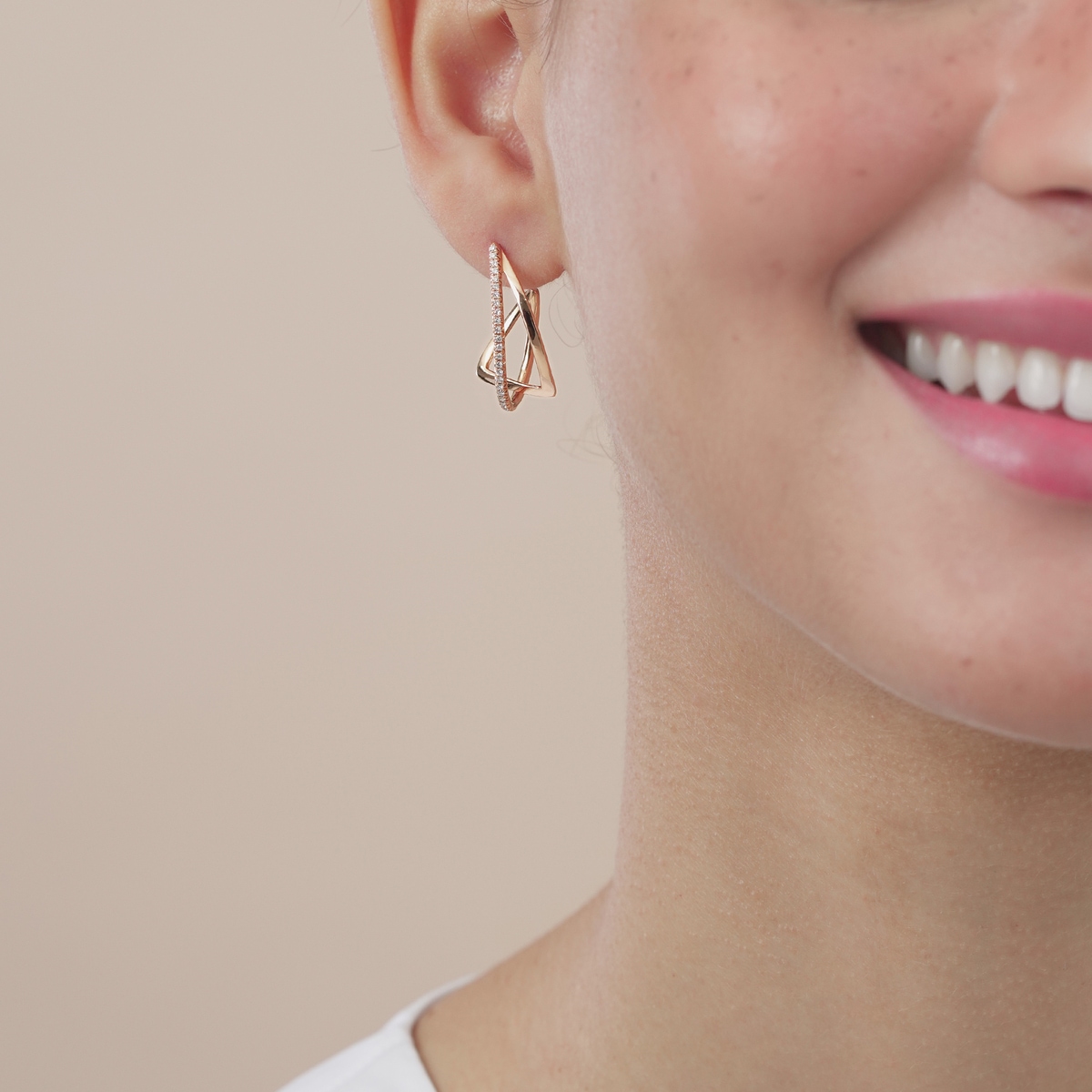 EMPHASIS - 'Form' 18K Rose Gold Diamond Earrings | 91516E(~0.148 tael ...