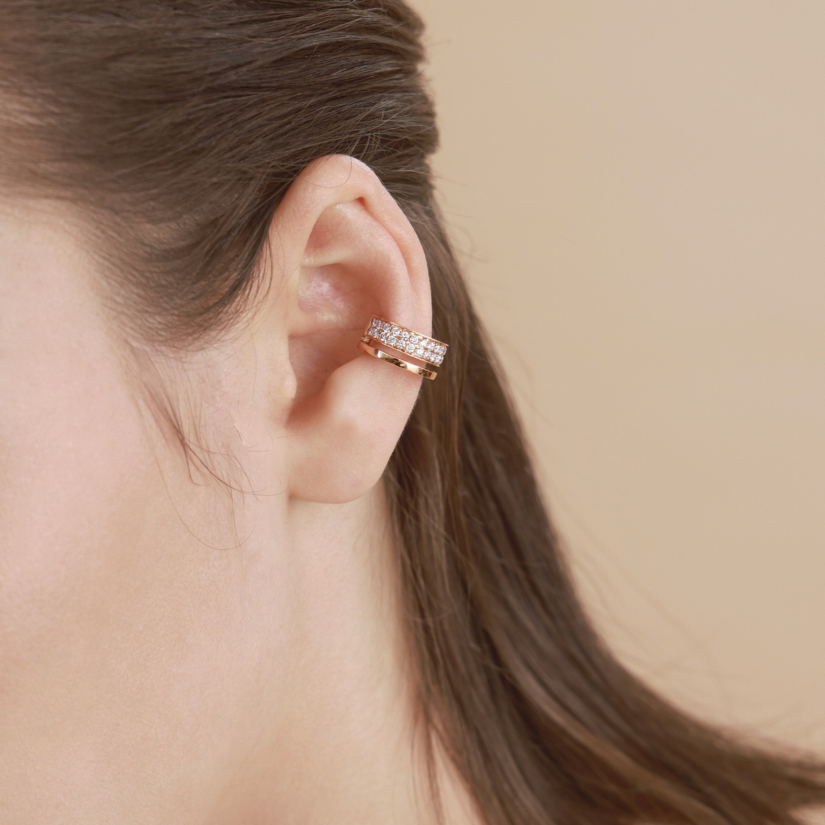 EMPHASIS - 'Timeless'18K Rose Gold Diamond Single Ear Cuff | 93483E(~0. ...