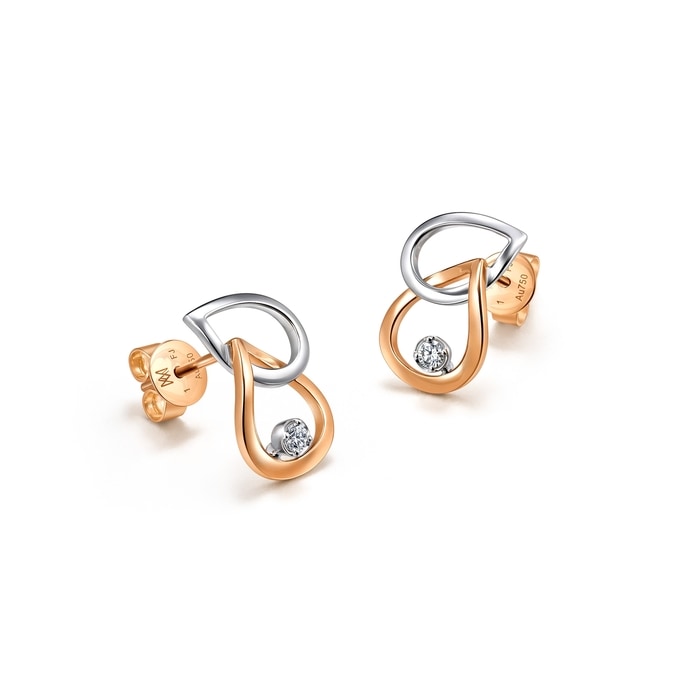 EMPHASIS - 'Form' 18K White & Red Gold Diamond Earrings | 93872E(~0.082 ...