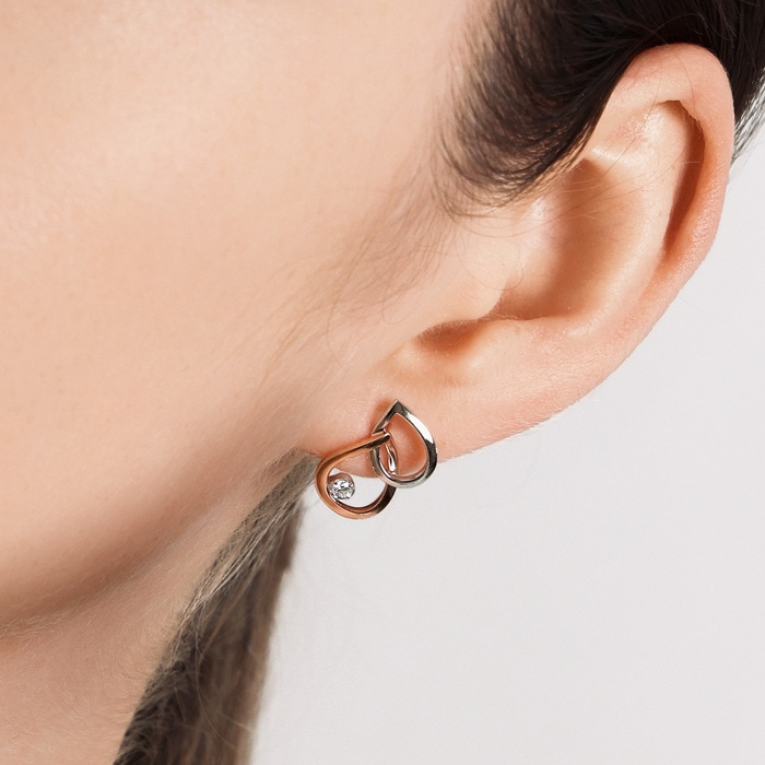 EMPHASIS - 'Form' 18K White & Red Gold Diamond Earrings | 93872E(~0.082 ...