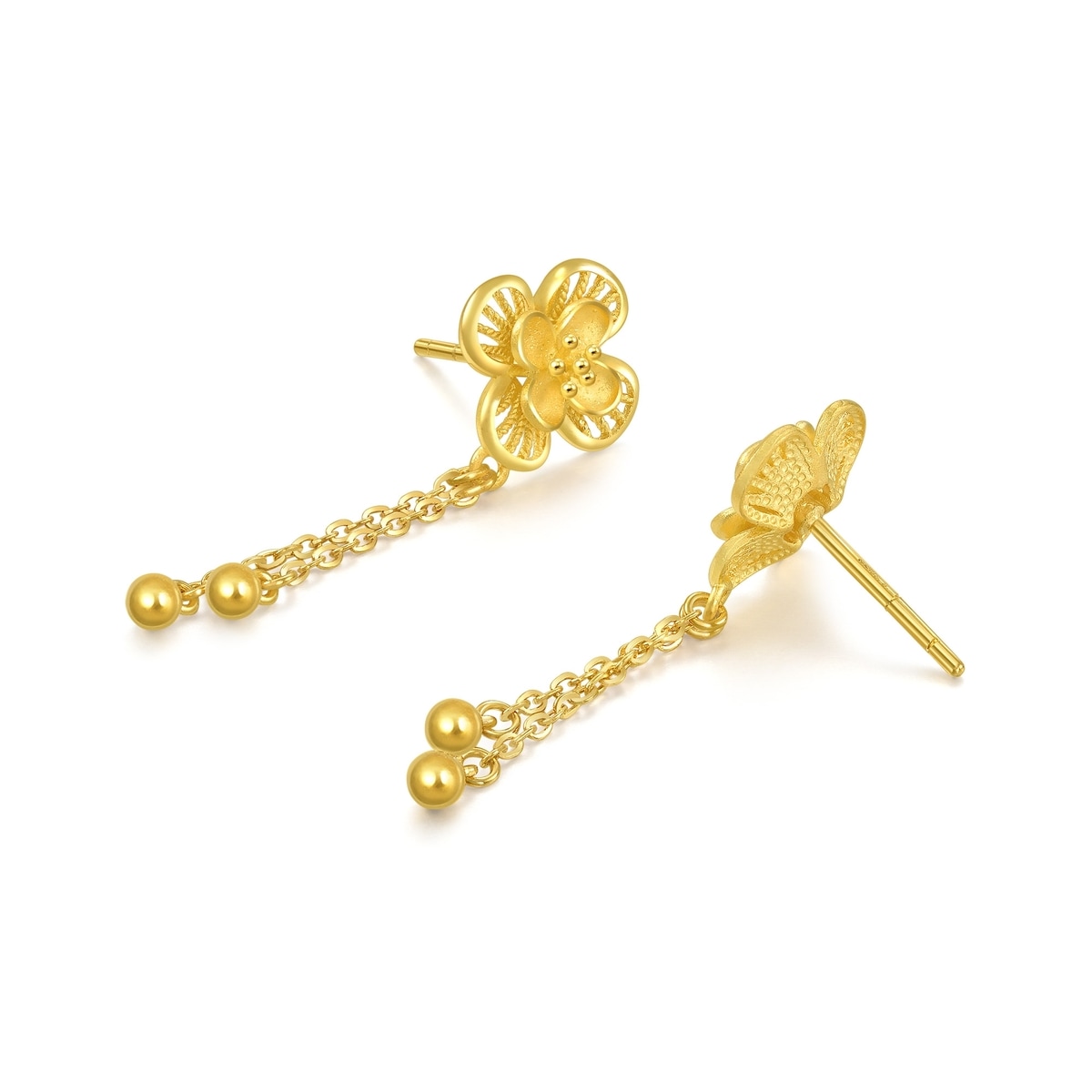 Chinese Wedding Collection - 'Floral' 999.9 Gold Earrings | 94445E(~0. ...