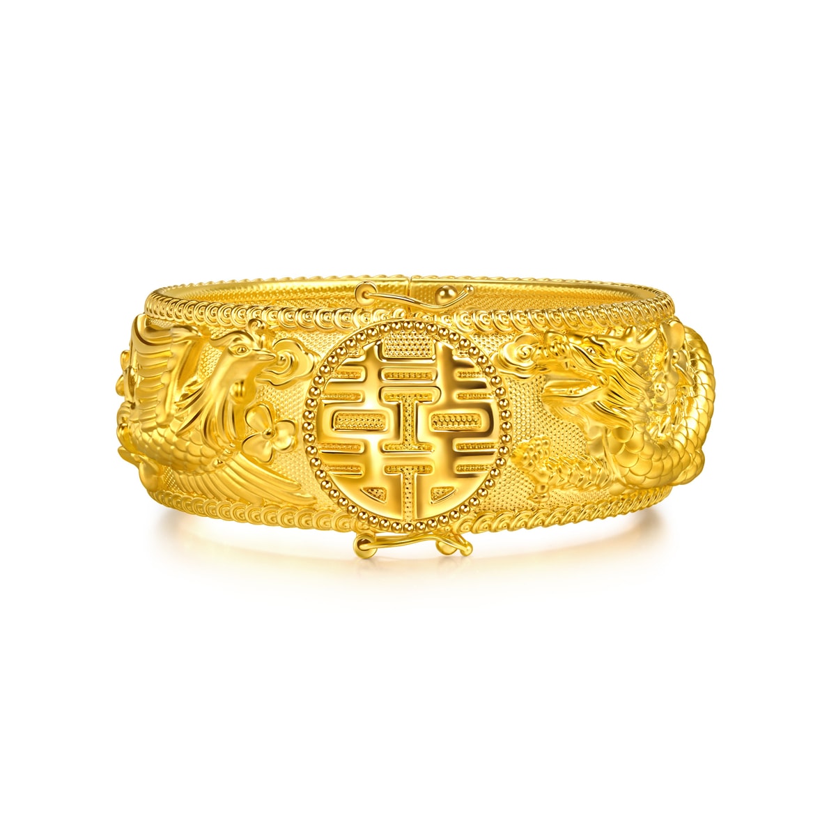Chinese Wedding Collection - 'Dragon & Phoenix' 999.9 Gold Bangle ...