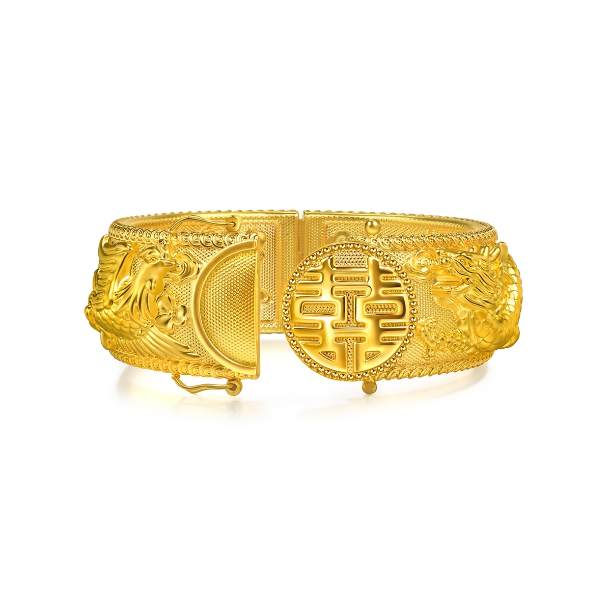 Chinese Wedding Collection - 'Dragon & Phoenix' 999.9 Gold Bangle ...
