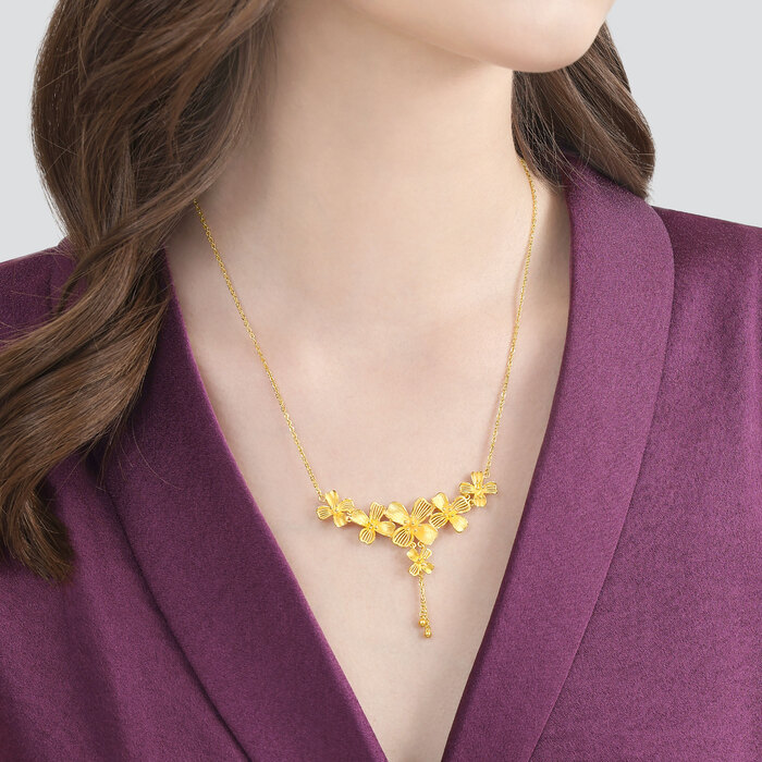Chinese Wedding Collection - 'Floral' 999.9 Gold Necklace | 94447N(47 ...