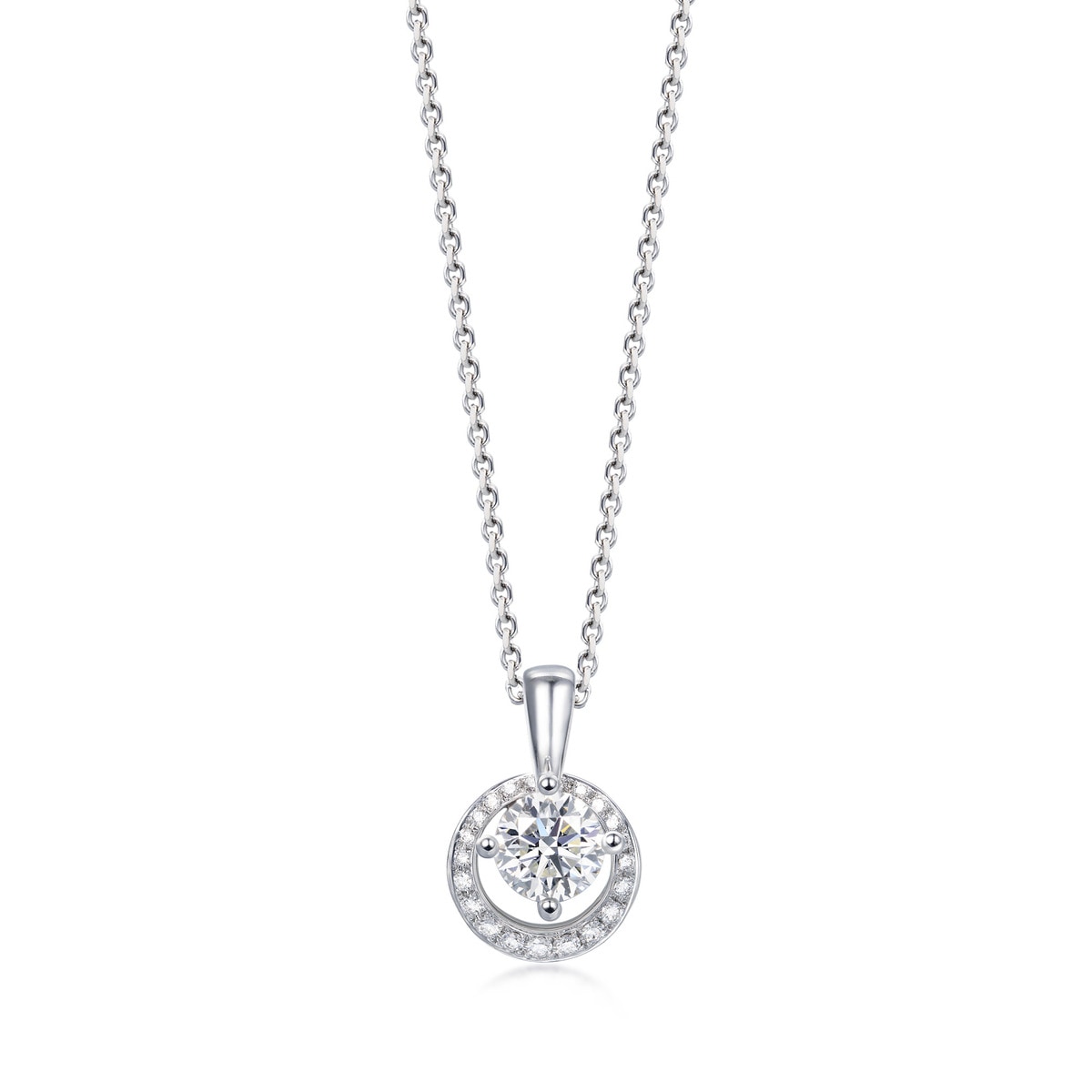 Diamond in Motion 「炫動鑽飾」 - 「原創系列」18K白色黃金鑽石吊墜 | 51130P(1厘米/約0.048兩) | 周 ...