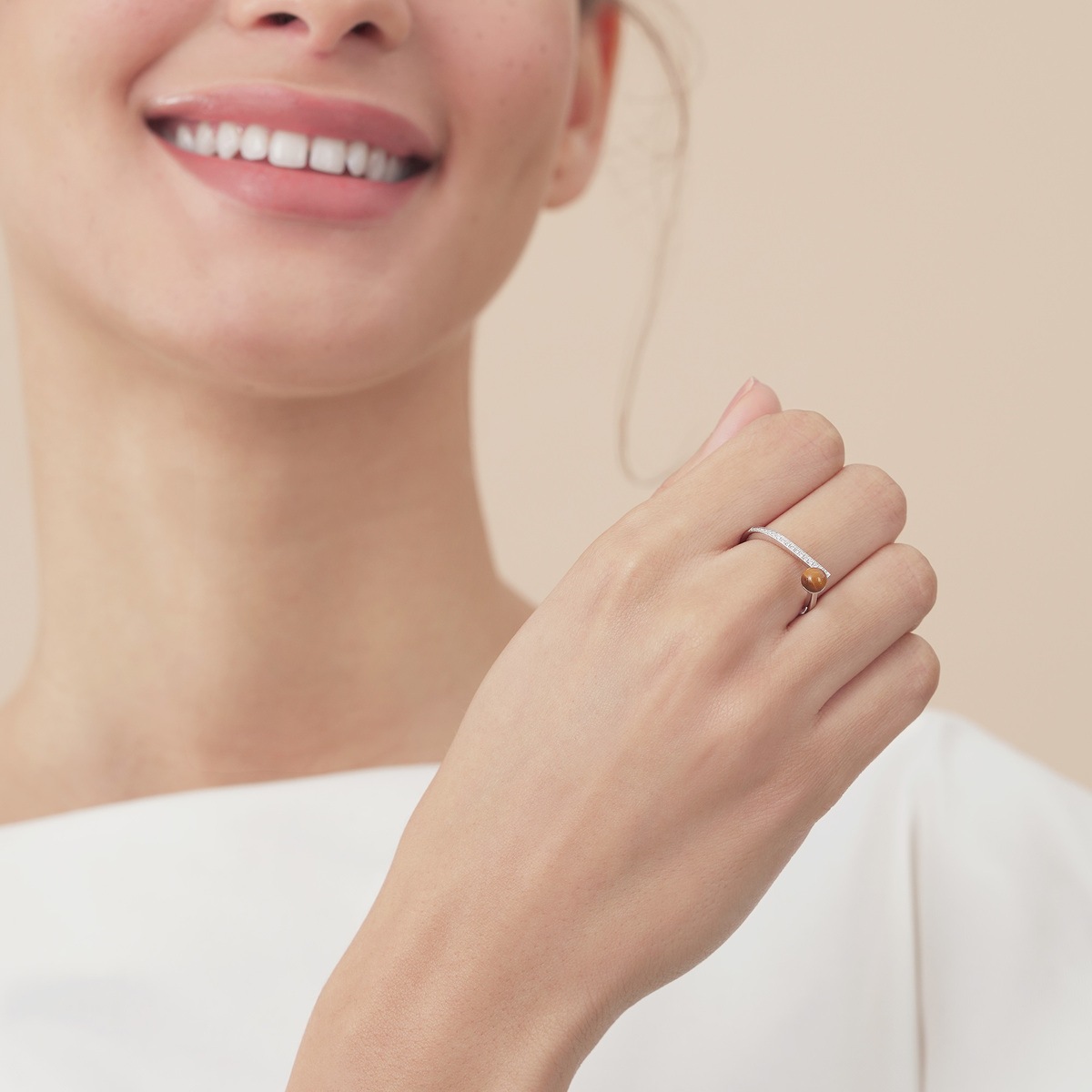 EMPHASIS - 'Cosmos' 18K White Gold Tiger's-eye Ring | 90755R(~0.089 tael) | Chow Sang Sang Jewellery